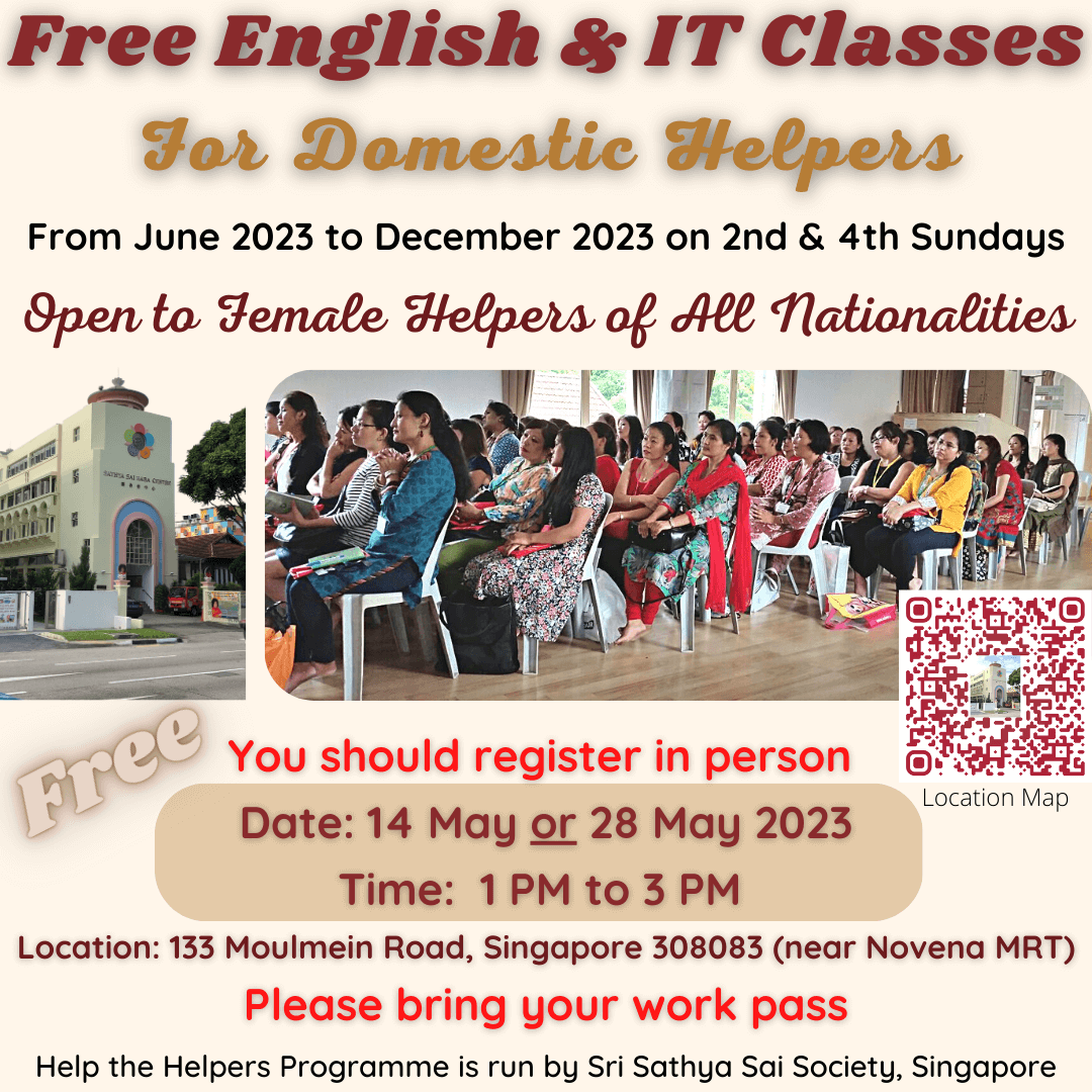 Free English & IT Classes for Domestic Helpers - New Batch - Sri Sathya ...